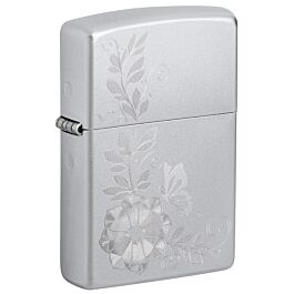 Zippo|Zippo AE184546 205 Flower Butterfly Satin Chrome Windproof Lighter|Zippo UAE