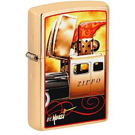 Zippo|Zippo CI000126 204B Mazzi Zippo Car Brushed Brass Windproof Lighter|Zippo UAE